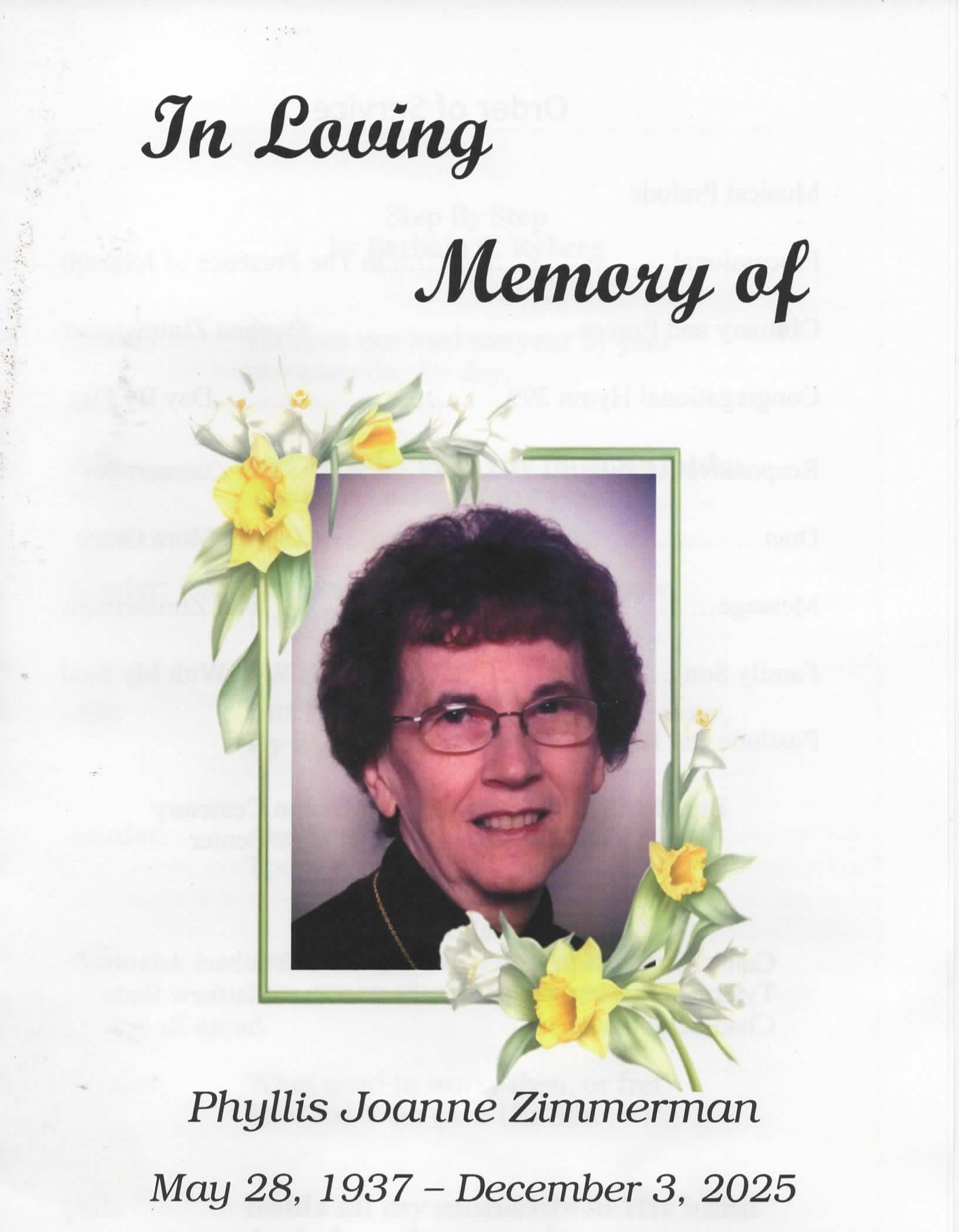 Mrs. Phyllis Zimmerman is with the Lord. – Cedine Ministries